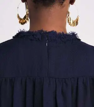 Ulla Johnson Karlyn Wool Blouse With Puff Sleeves - Navy