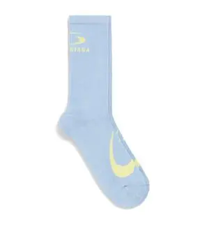 Balenciaga Cotton-blend Logo Socks - Blue