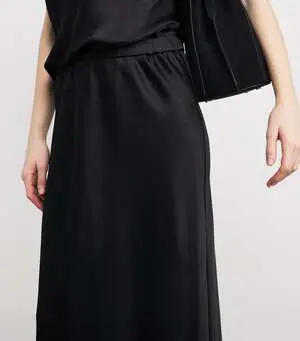 Vince Satin Draped Maxi Dress - Black