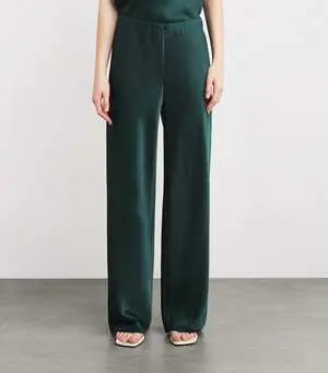 Vince Satin High-waisted Trousers - Green