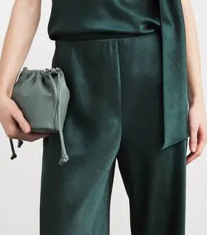 Vince Satin High-waisted Trousers - Green