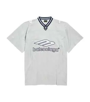 Balenciaga 3b Oversized Cotton T-shirt - Grey