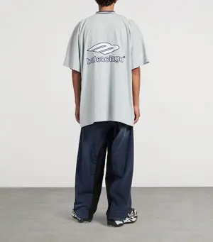 Balenciaga 3b Oversized Cotton T-shirt - Grey