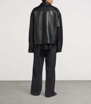 Balenciaga Logo Oversized Leather Jacket
