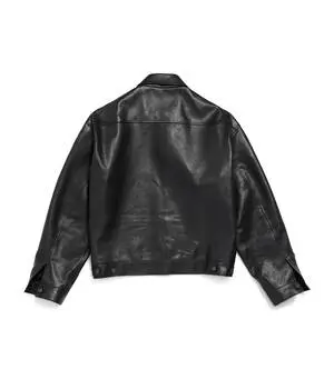 Balenciaga Logo Oversized Leather Jacket