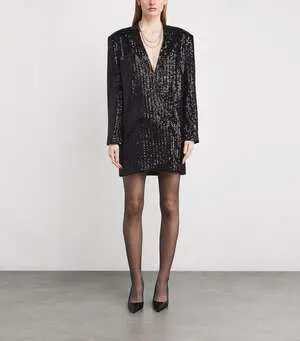 ANINE BING Sequinned Veneda Mini Dress - Black