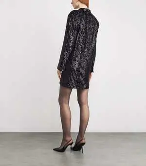 ANINE BING Sequinned Veneda Mini Dress - Black