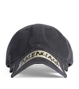 Balenciaga Cotton Twill Cap With Logo - Black