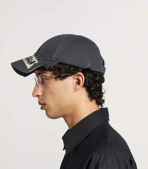 Balenciaga Cotton Twill Logo Cap - Black
