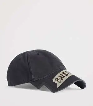 Balenciaga Cotton Twill Logo Cap - Black
