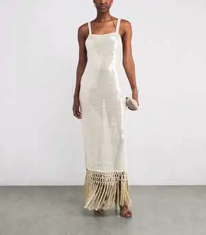 TALLER MARMO Agrigento Disco Maxi Dress - Silver