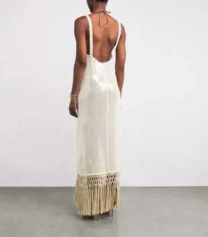 TALLER MARMO Agrigento Disco Maxi Dress - Silver