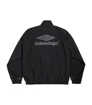 Balenciaga Cotton-blend 3b Logo Oversized Jacket - Black