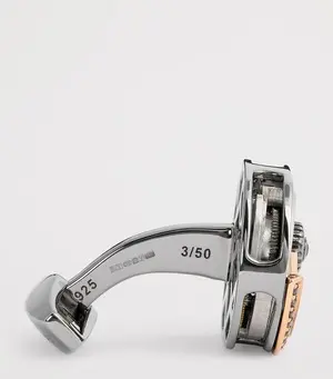 Tateossian Sterling Silver And Diamond Cufflinks - Black