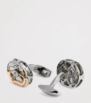 Tateossian Sterling Silver And Diamond Cufflinks - Black