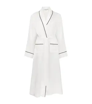 Gingerlily Medium Mulberry Silk Dressing Gown - Ivory