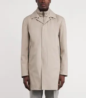 Canali Water-resistant Car Coat With Detachable Insert