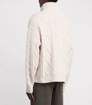 FRAME Wool-cashmere Cable-knit Half-zip Sweater