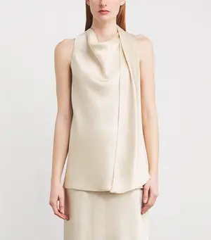 Vince Satin Scarf-detail Top