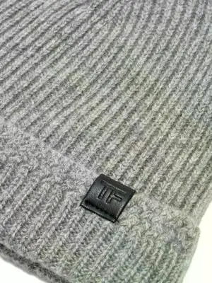 TOM FORD Ribbed-knit Hat With Logo Patch - Grey