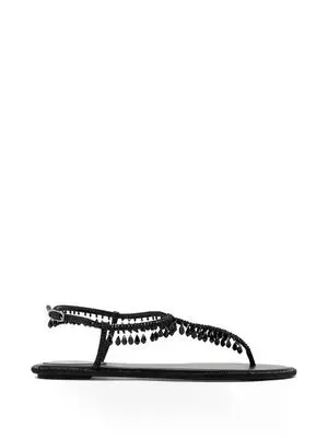 Rene Caovilla Teardrop-beads Embellished Sandals - Black