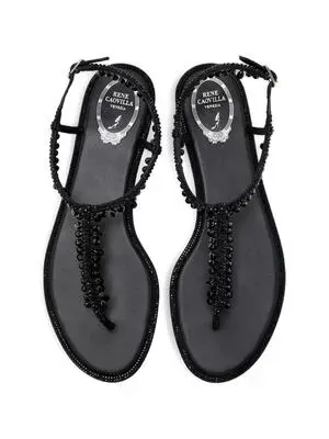 Rene Caovilla Teardrop-beads Embellished Sandals - Black