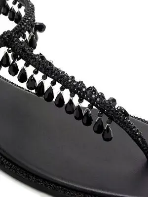 Rene Caovilla Teardrop-beads Embellished Sandals - Black
