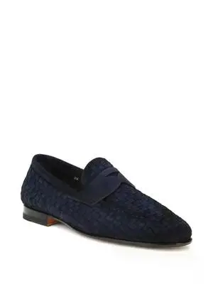 Santoni Woven Strap Loafers - Blue