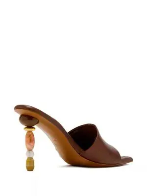 Cult Gaia Beaded Heeled Sandals - Brown