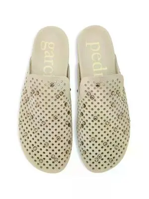 PEDRO GARCIA Perforated Embellished Mules - Neutrals