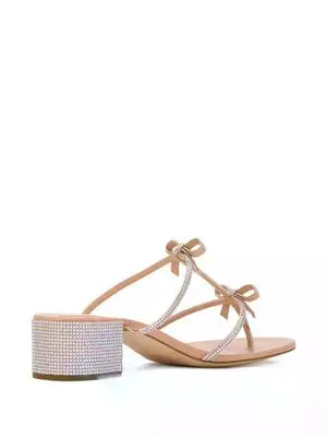Rene Caovilla Caterina Crystal Bow Sandals - Neutrals