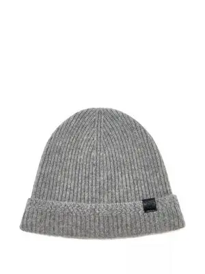 TOM FORD Ribbed-knit Hat With Logo Patch - Grey