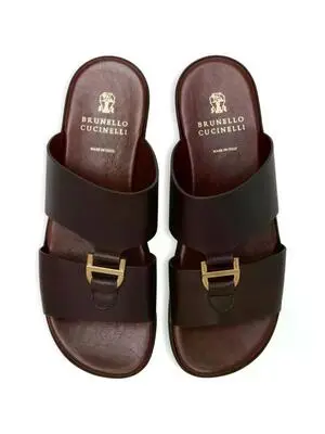 Brunello Cucinelli Buckle Strap Sandals - Brown