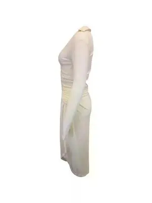 Off-White Asymmetric Cutout Ruched Dress - Neutrals