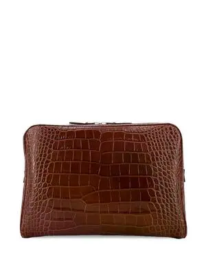TOM FORD Embossed-leather Zip Clutch Bag - Brown