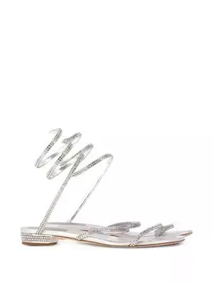 Rene Caovilla Cleo Spiral Leather Sandals - Silver