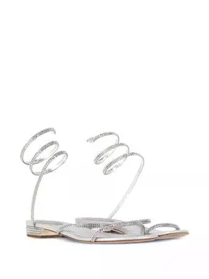 Rene Caovilla Cleo Spiral Leather Sandals - Silver