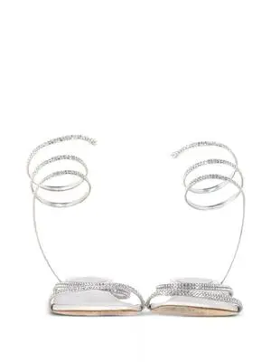 Rene Caovilla Cleo Spiral Leather Sandals - Silver