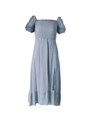 Midi Dresses with Puff Sleeves