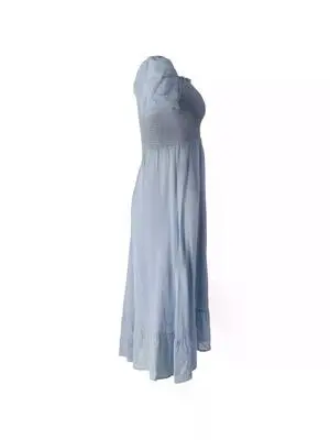 REFORMATION Square-neck Puff-sleeve Midi Dress