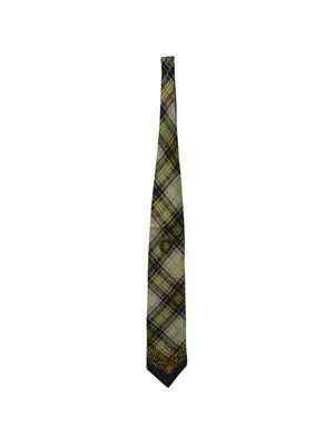 Versace Checkered Printed Neck Tie - Yellow
