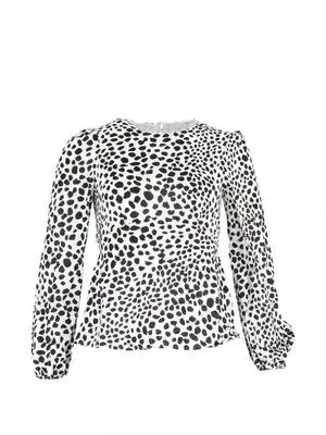 Rixo Animal-print Long-sleeve Blouse