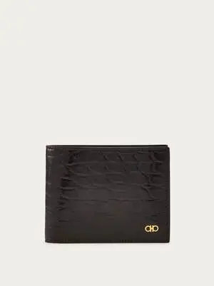 FERRAGAMO Gancini Alligator Wallet - Brown