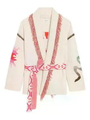 Zadig&Voltaire Fringed Belted Cardigan - Neutrals