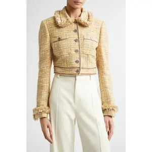 Etro Cropped Tweed Jacket - Multicolor On Beige Base