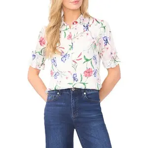 CECE DUPRAZ Floral Print Ruffle Sleeve Shirt