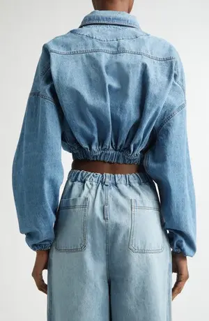 RENAISSANCE RENAISSANCE Baby Bubble Hem Denim Bomber Jacket