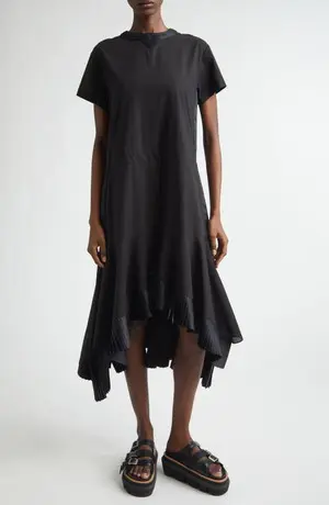 Sacai Cotton Broadcloth High-low Hem Dress