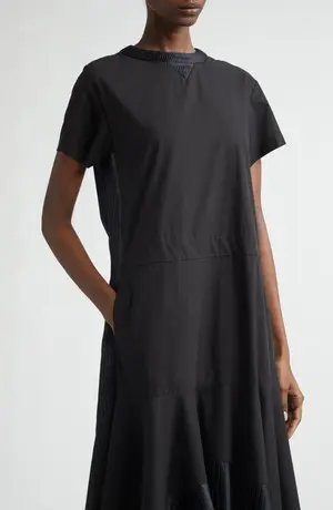 Sacai Cotton Broadcloth High-low Hem Dress