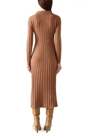 LK BENNETT Mika Long Sleeve Cotton & Merino Wool Sweater Dress